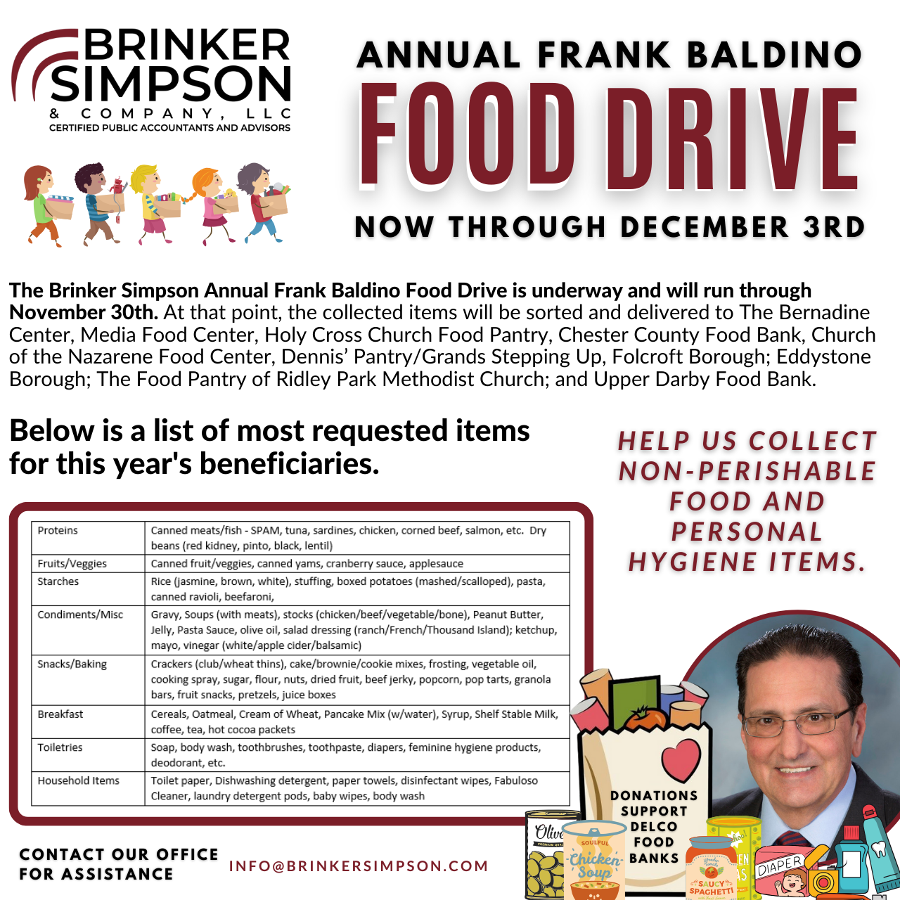 Brinker Simpson's Annual Frank Baldino Food Drive